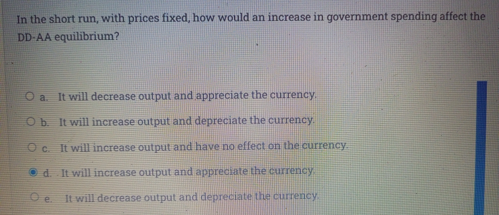 Solved In the short run, with prices fixed, how would an | Chegg.com