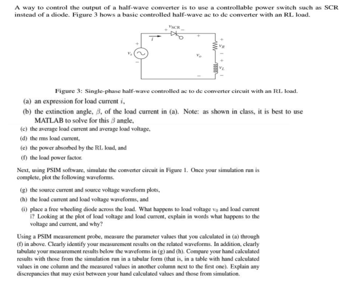 Solved A way to control the output of a half-wave converter | Chegg.com