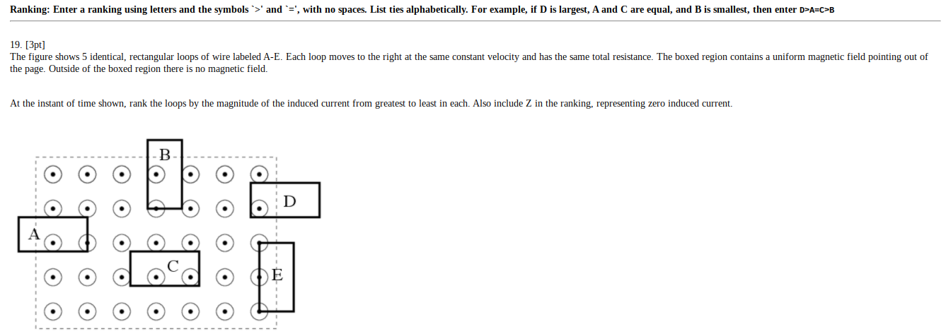Solved Ranking: Enter a ranking using letters and the | Chegg.com
