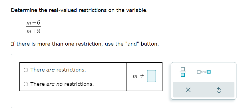 Solved Determine the real-valued restrictions on the | Chegg.com