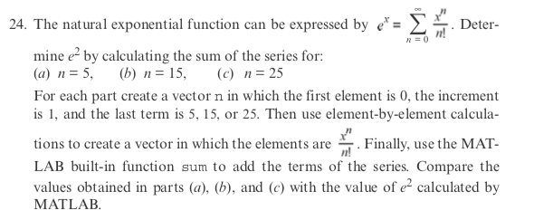 Solved 24. The natural exponential function can be expressed | Chegg.com
