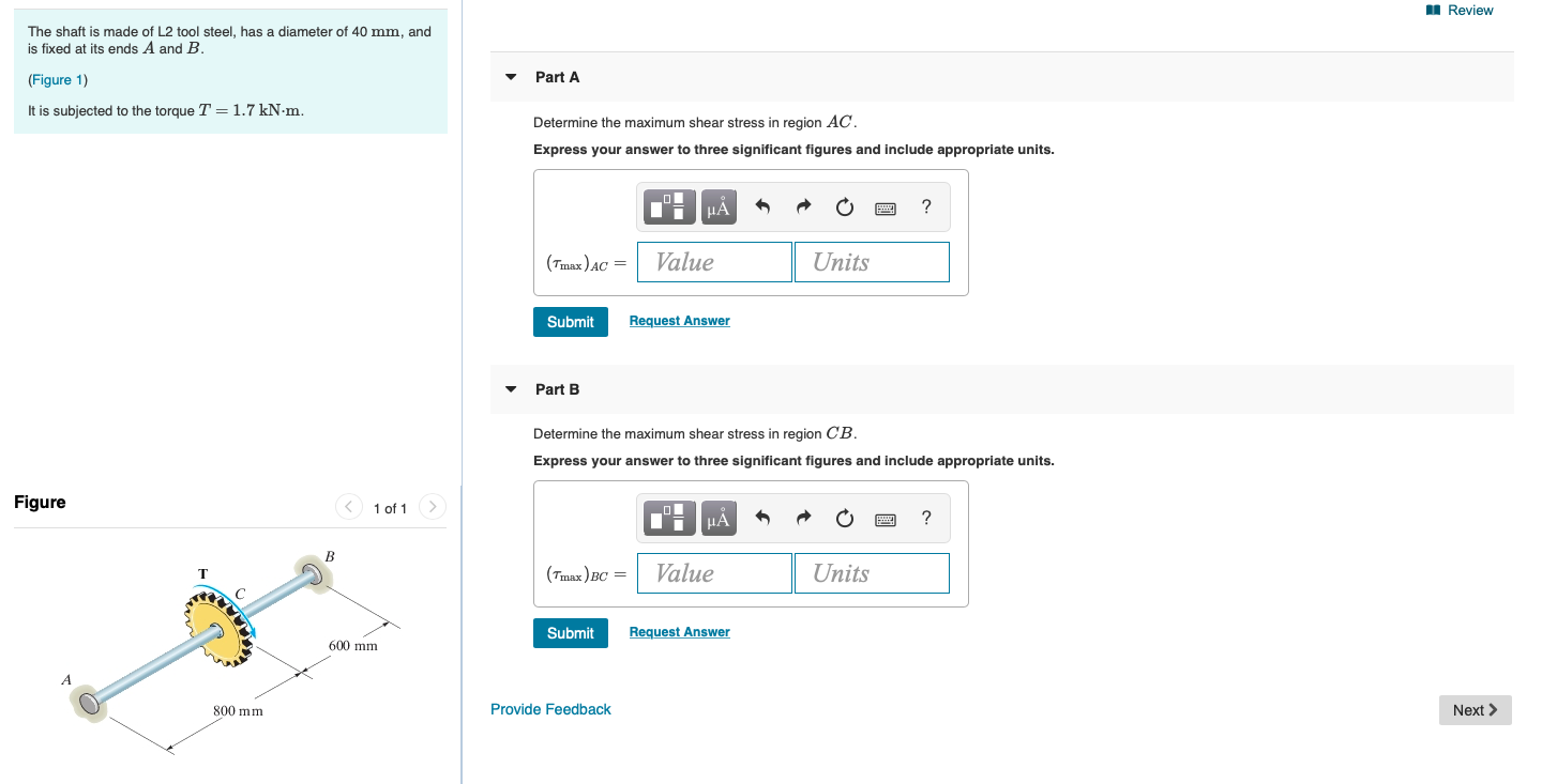 Solved 11 Review u Review The shaft is made of L2 tool | Chegg.com