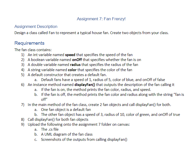 Solved Assignment 7: Fan Frenzy! Assignment Description | Chegg.com