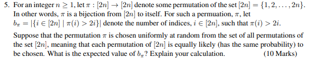 5. For an integer n > 1, let 1: [2n] → [2n) denote | Chegg.com