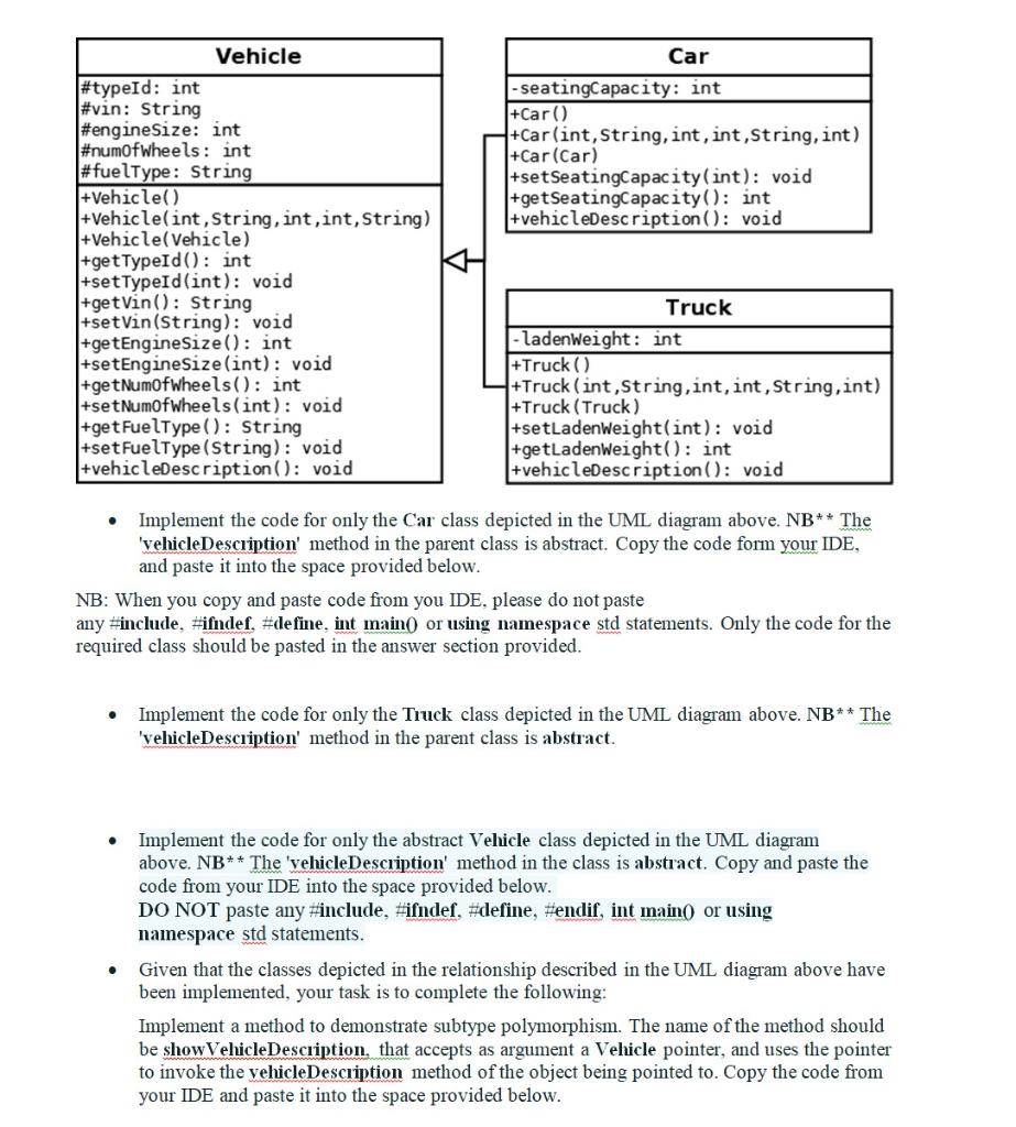Solved - Implement the code for only the Car class depicted | Chegg.com