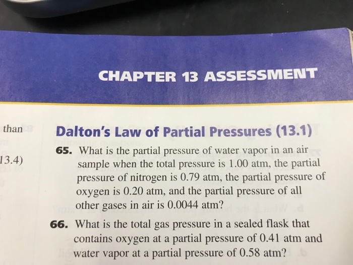 Solved CHAPTER 13 ASSESSMENT Dalton's Law of Partial | Chegg.com