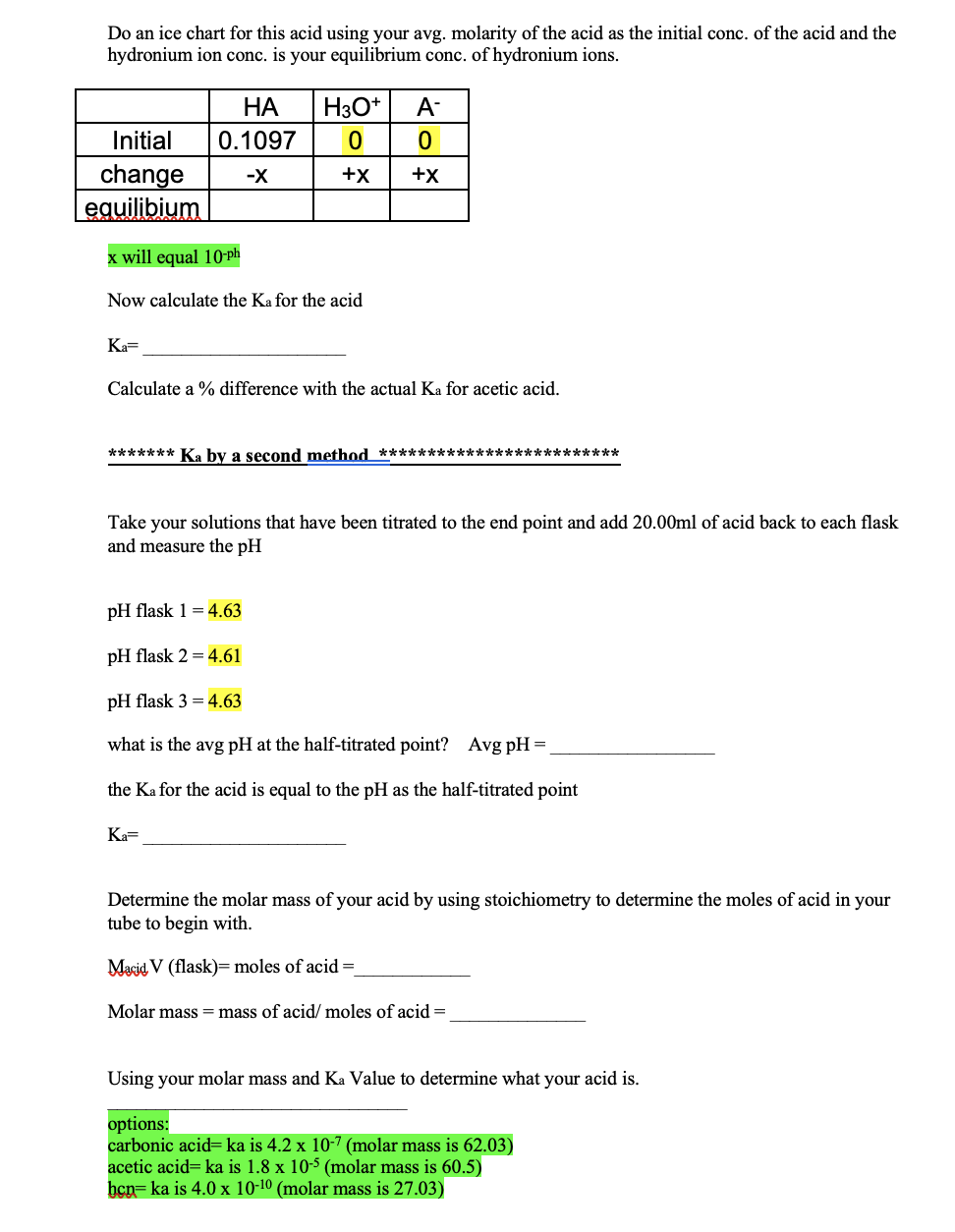 Solved Determining a Ka for a weak acid Name: Morgan | Chegg.com