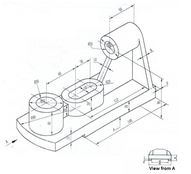 Solved For AutoCAD please: I need a) Front and Upper view b) | Chegg.com