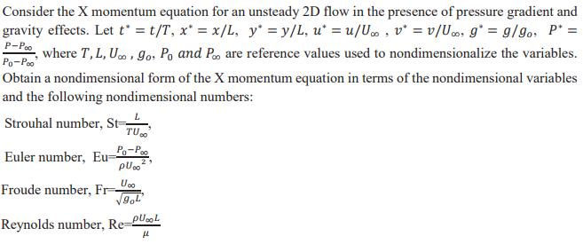 Solved Consider the X momentum equation for an unsteady 2D | Chegg.com