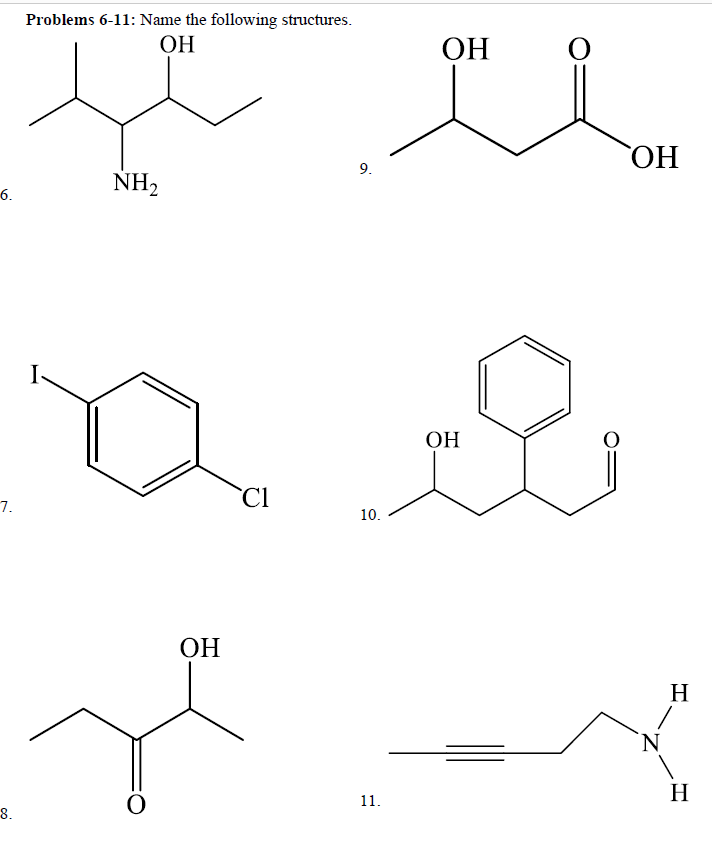 Solved Problems 6-11: Name the following structures. ОН ОН | Chegg.com