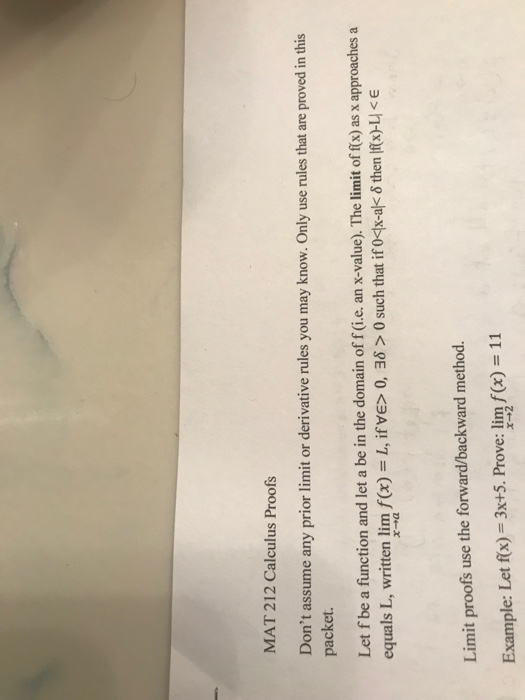 Solved prove for all real numbers c: lim c (as x—>a)=cuse | Chegg.com