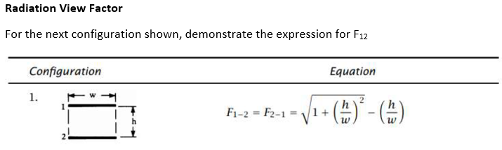 Solved Radiation View Factor For the next configuration | Chegg.com