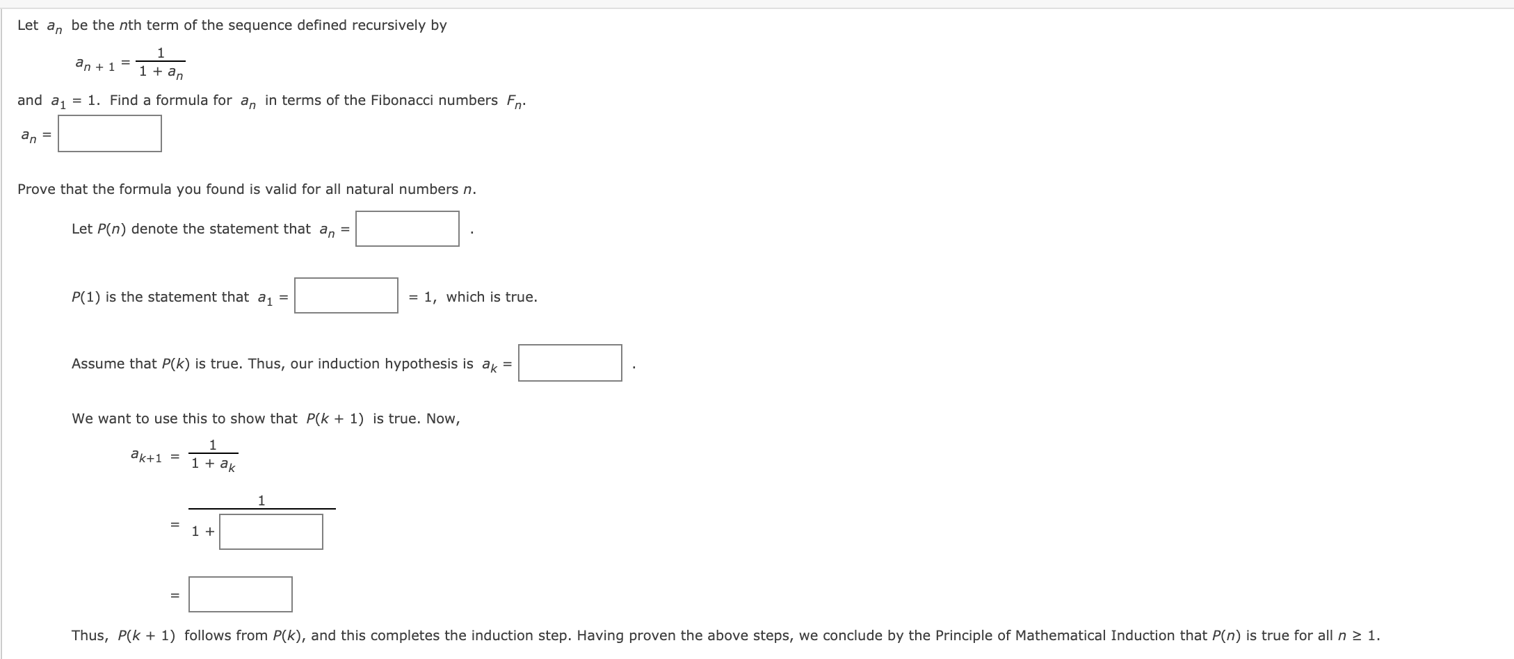 Solved Let an be the nth term of the sequence defined | Chegg.com