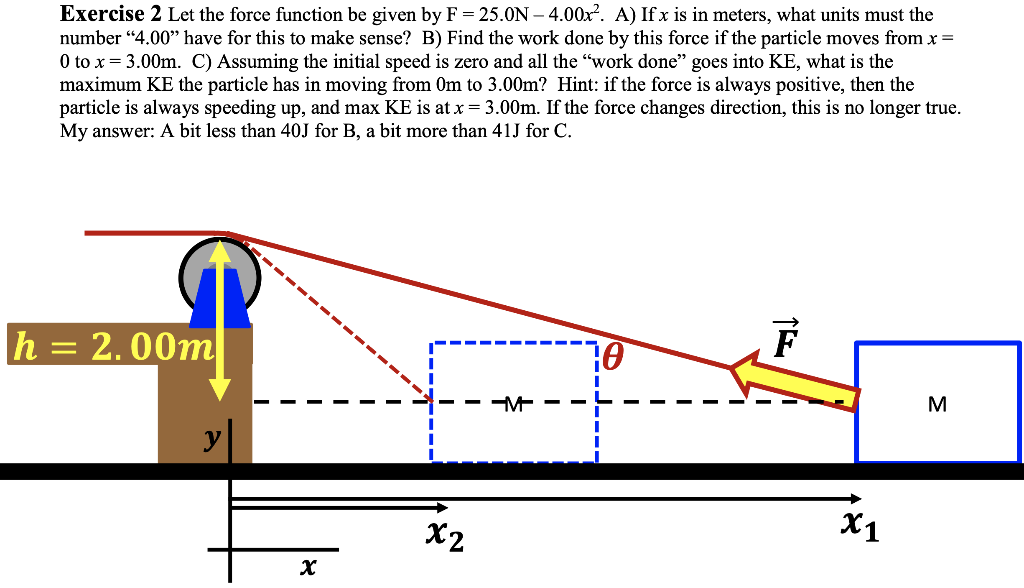 Solved Exercise 2 Let the force function be given by F=25.0 | Chegg.com