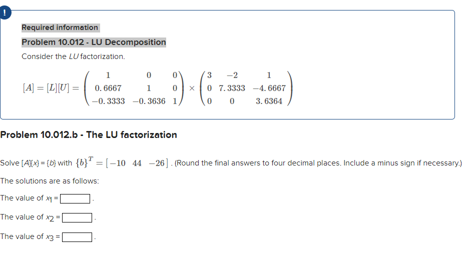 Solved Required information Problem 10.012 - LU | Chegg.com