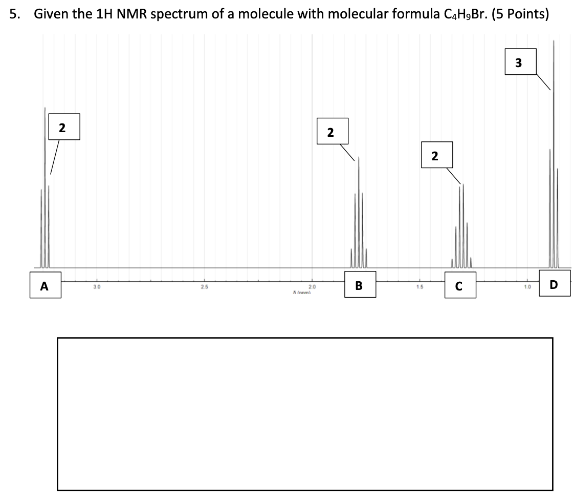 [Solved]: Using this NMR spectrum, draw the lewis structure