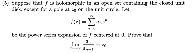 Solved (5) Suppose that f is holomorphic in an open set | Chegg.com