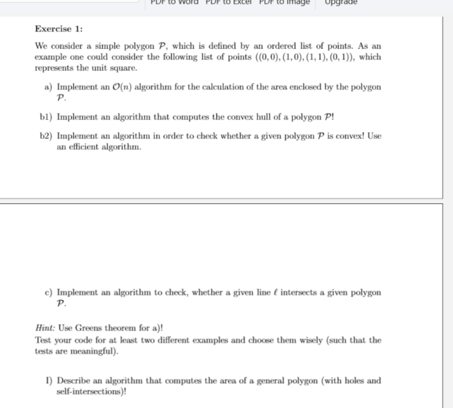 Solved Exercise 1 We Consider A Simple Polygon P Which Is 