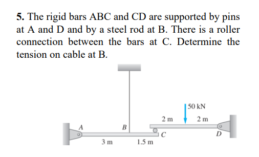 Solved 5. ﻿The rigid bars ABC and CD are supported by pins | Chegg.com
