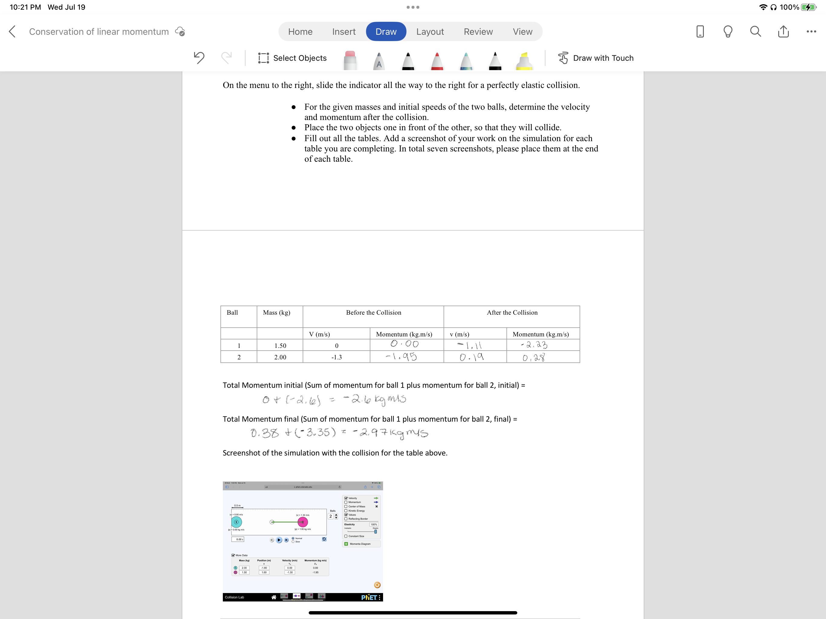 Solved Activity 2: Elastic Collisions in one dimension. | Chegg.com