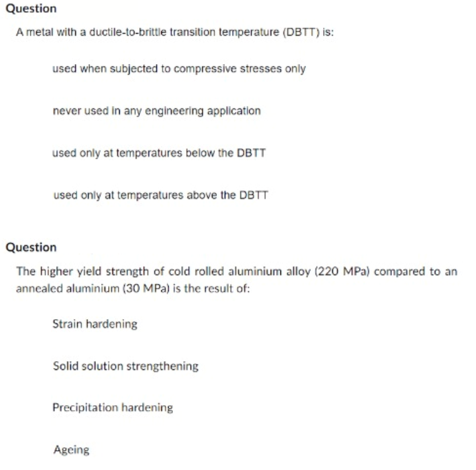 Solved Question A metal with a ductile-to-brittle transition | Chegg.com