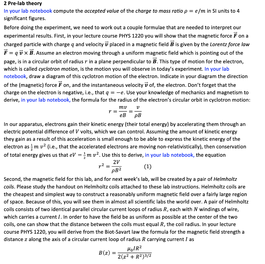 Solved 2 Pre-lab theory In your lab notebook compute the | Chegg.com