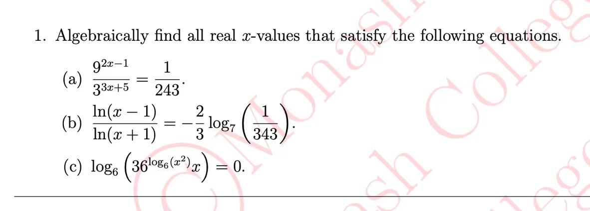 Solved 1. Algebraically find all real x-values that satisfy | Chegg.com