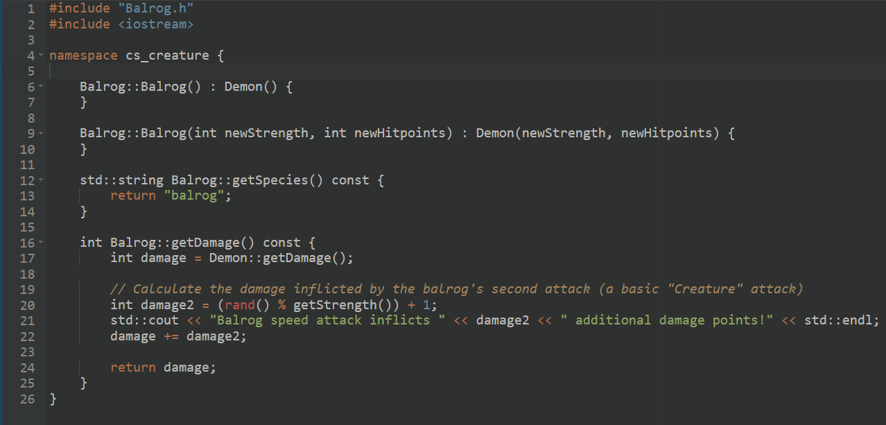 Solved It's messy that in the Balrog class's getDamage() | Chegg.com