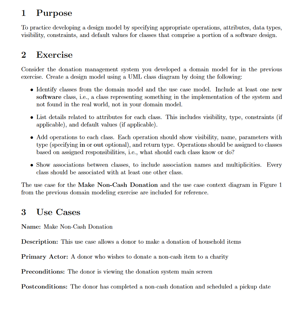 Solved 1 Purpose To practice developing a design model by | Chegg.com