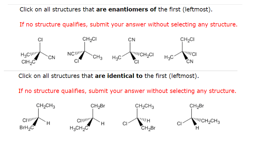 Solved Click on all structures that are enantiomers of the | Chegg.com