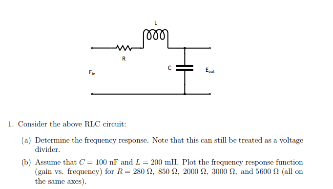 Solved 1. Consider the above RLC circuit: (a) Determine the | Chegg.com
