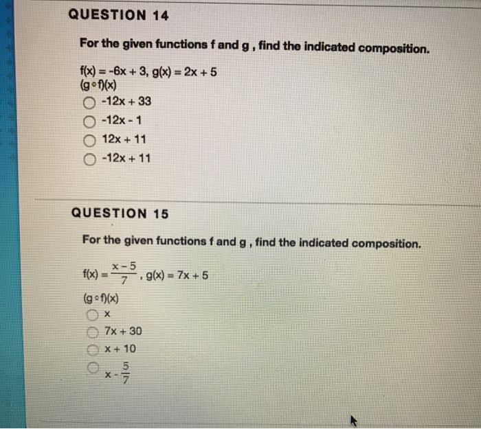 Solved QUESTION 12 Find the domain of the composite function | Chegg.com