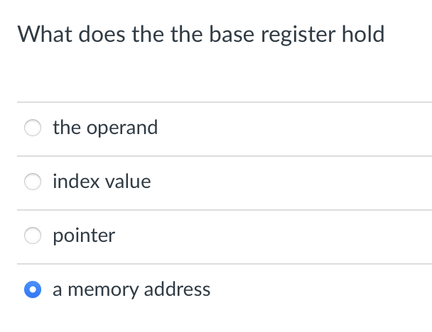 Solved What does the the base register hold the operand | Chegg.com