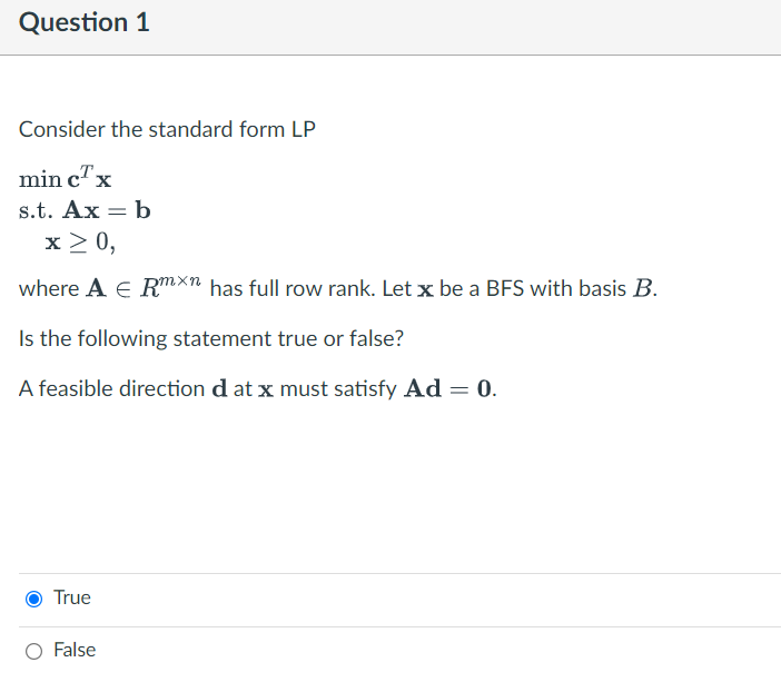 Solved Consider the standard form LP mincTx s.t. Ax=bx≥0 | Chegg.com