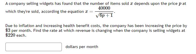 Solved A company selling widgets has found that the number | Chegg.com