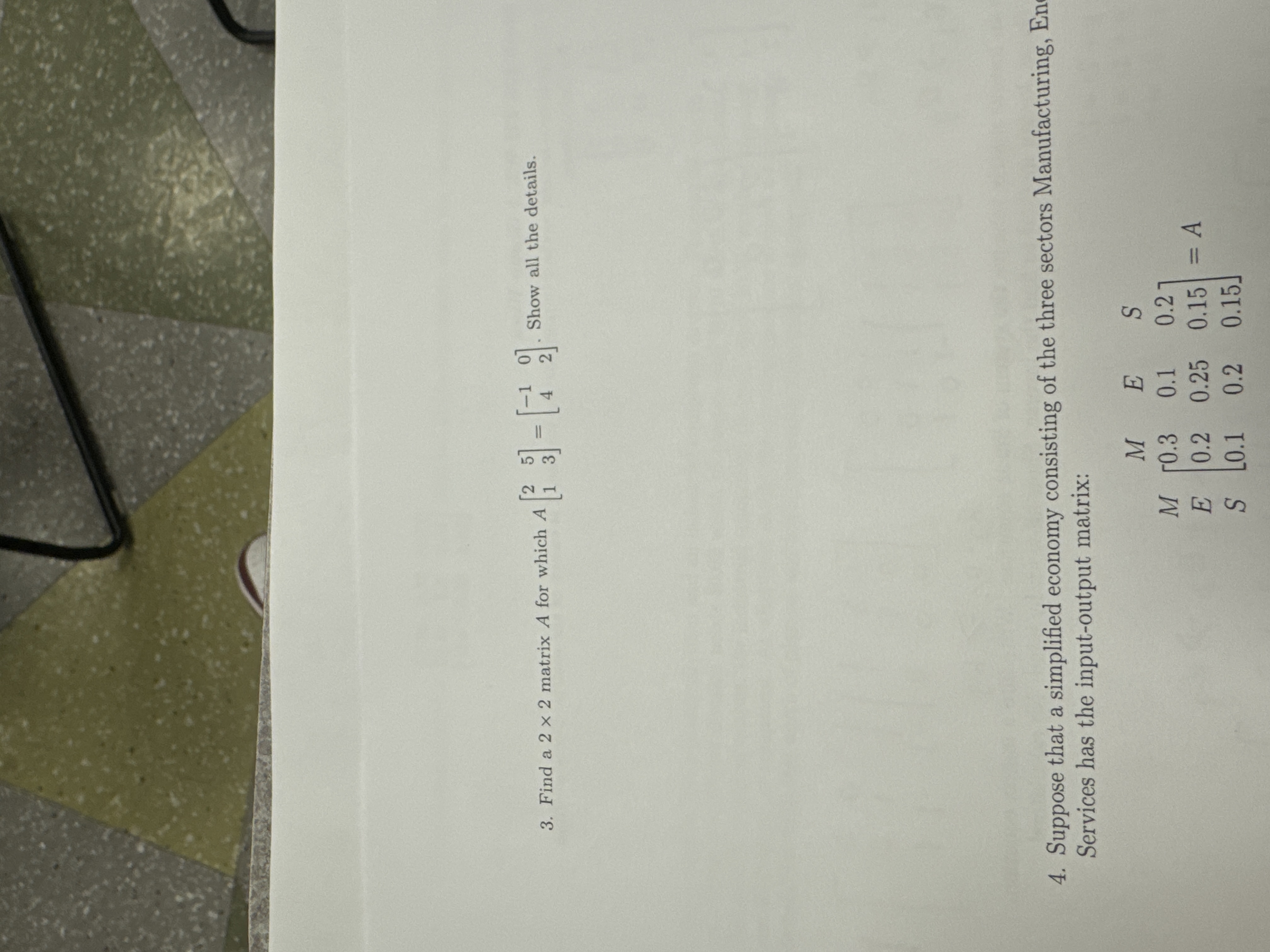 Solved Find a 2×2 ﻿matrix A for which A[2513]=[-1042]. ﻿Show | Chegg.com
