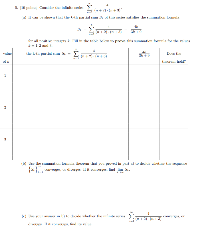 Solved 4 5. [10 points] Consider the infinite series (n + | Chegg.com