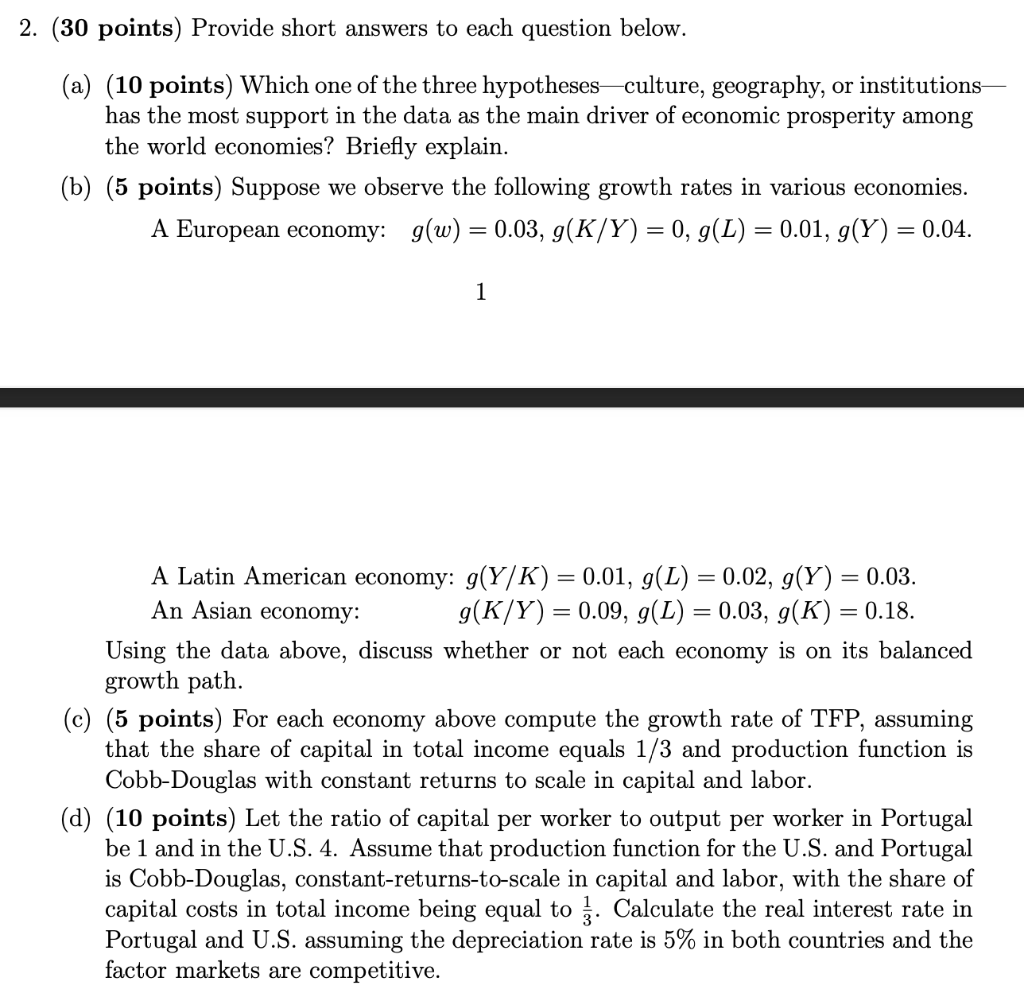 2 30 Points Provide Short Answers To Each Question 