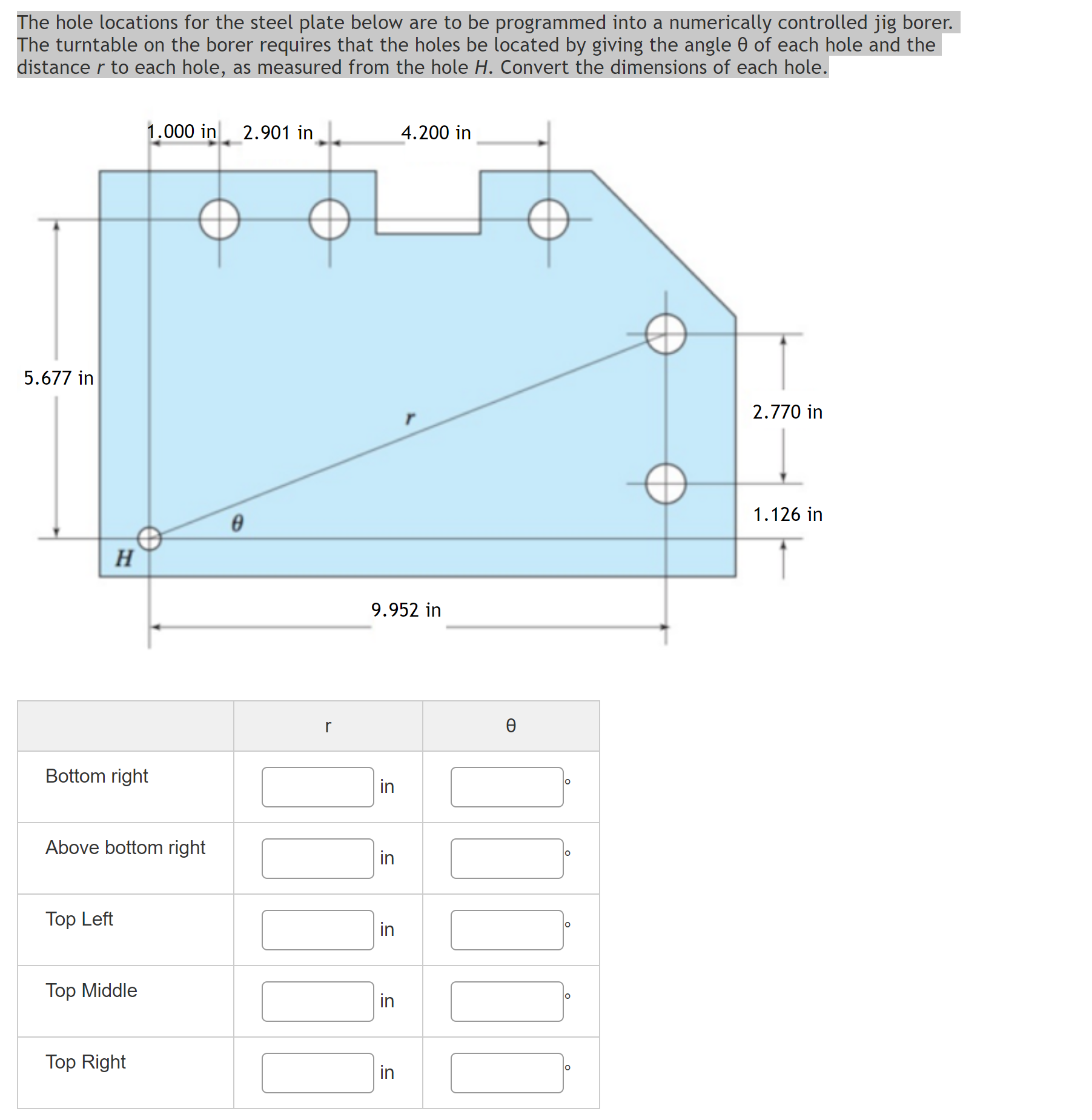 Solved The hole locations for the steel plate below are to | Chegg.com