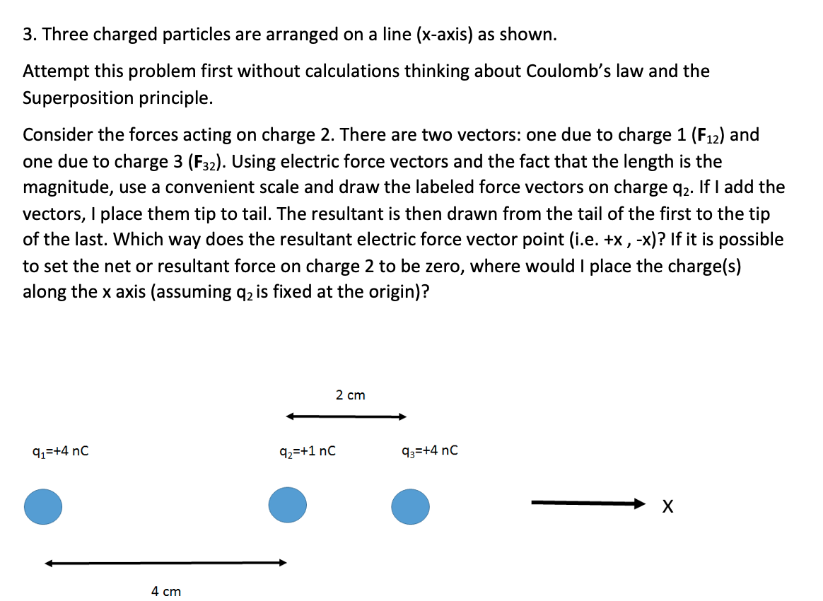 Solved 3. Three charged particles are arranged on a line | Chegg.com
