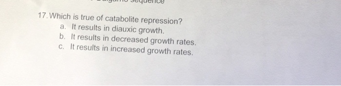 Solved 17.Which is true of catabolite repression? a. It | Chegg.com