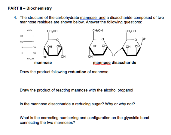 Solved PART II Biochemistry mannose residues are shown | Chegg.com