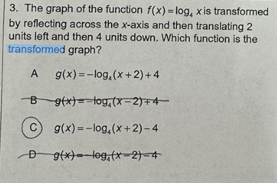 Solved 3. The graph of the function f(x)=log4x is | Chegg.com