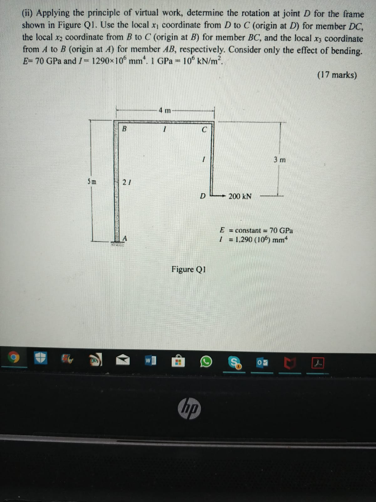 Solved (ii) Applying the principle of virtual work, | Chegg.com