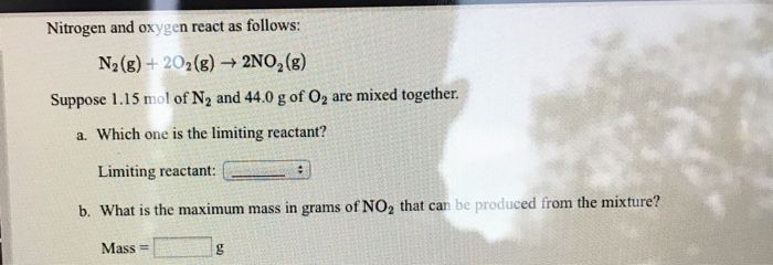 Solved Nitrogen and oxygen react as follows: N2(g)-202(g) → | Chegg.com