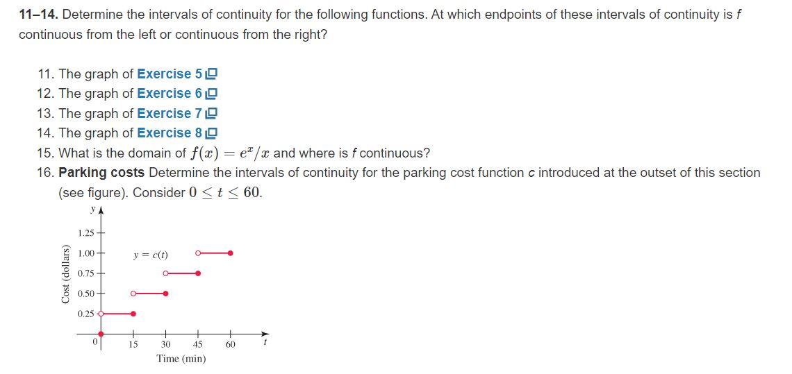 11-14. Determine the intervals of continuity for the | Chegg.com