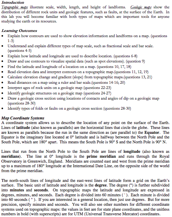 Solved Introduction Topograpbic maps illustrate scale, | Chegg.com