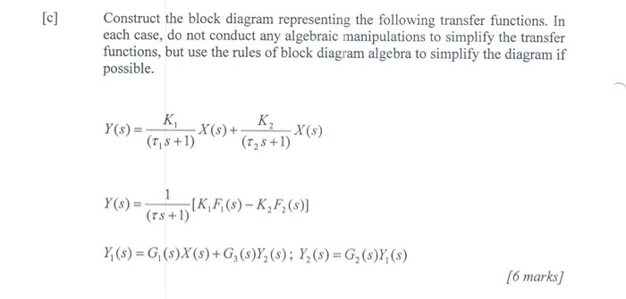 Solved c Construct the block diagram representing the | Chegg.com