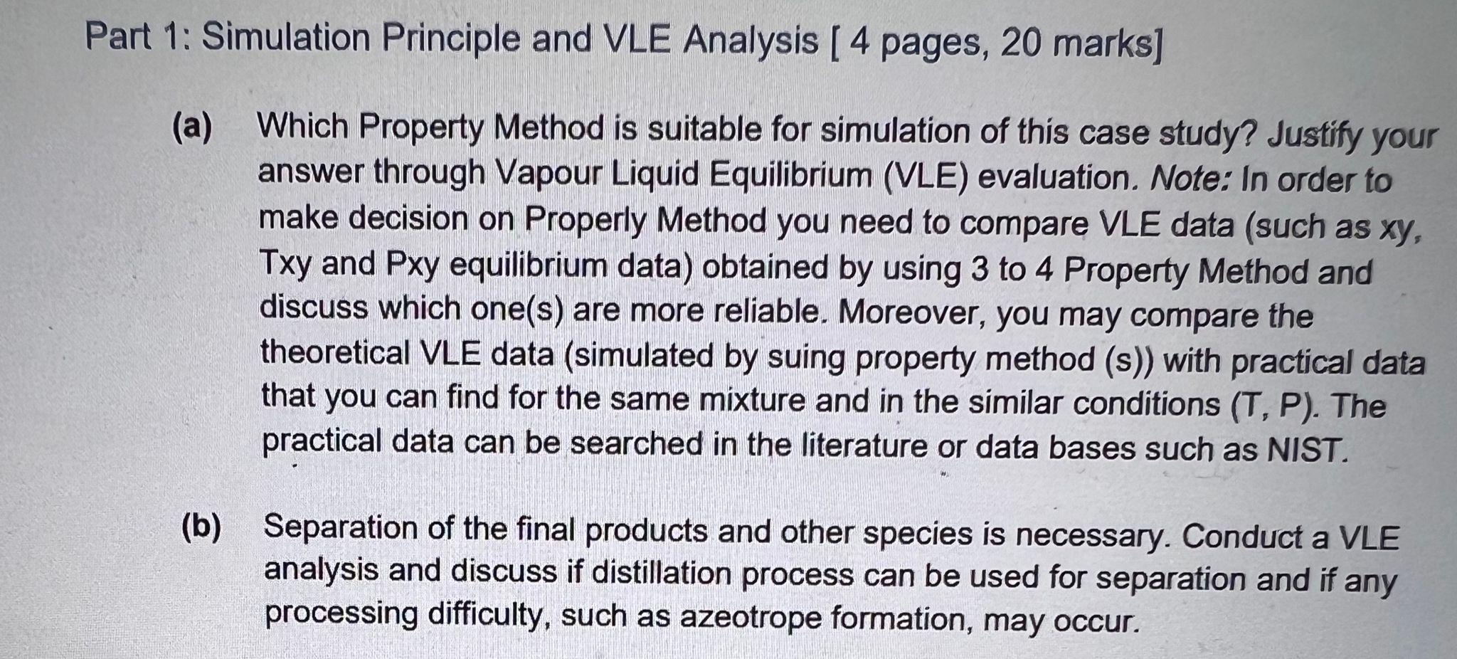 Solved Part 1: Simulation Principle and VLE Analysis [ 4 | Chegg.com
