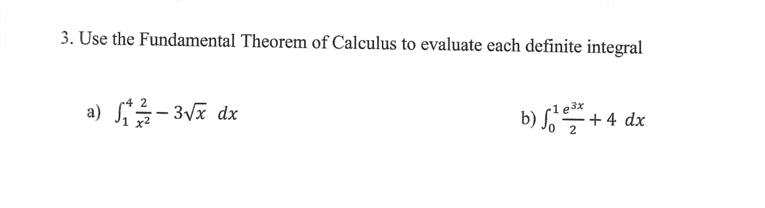 Solved 3. Use the Fundamental Theorem of Calculus to | Chegg.com